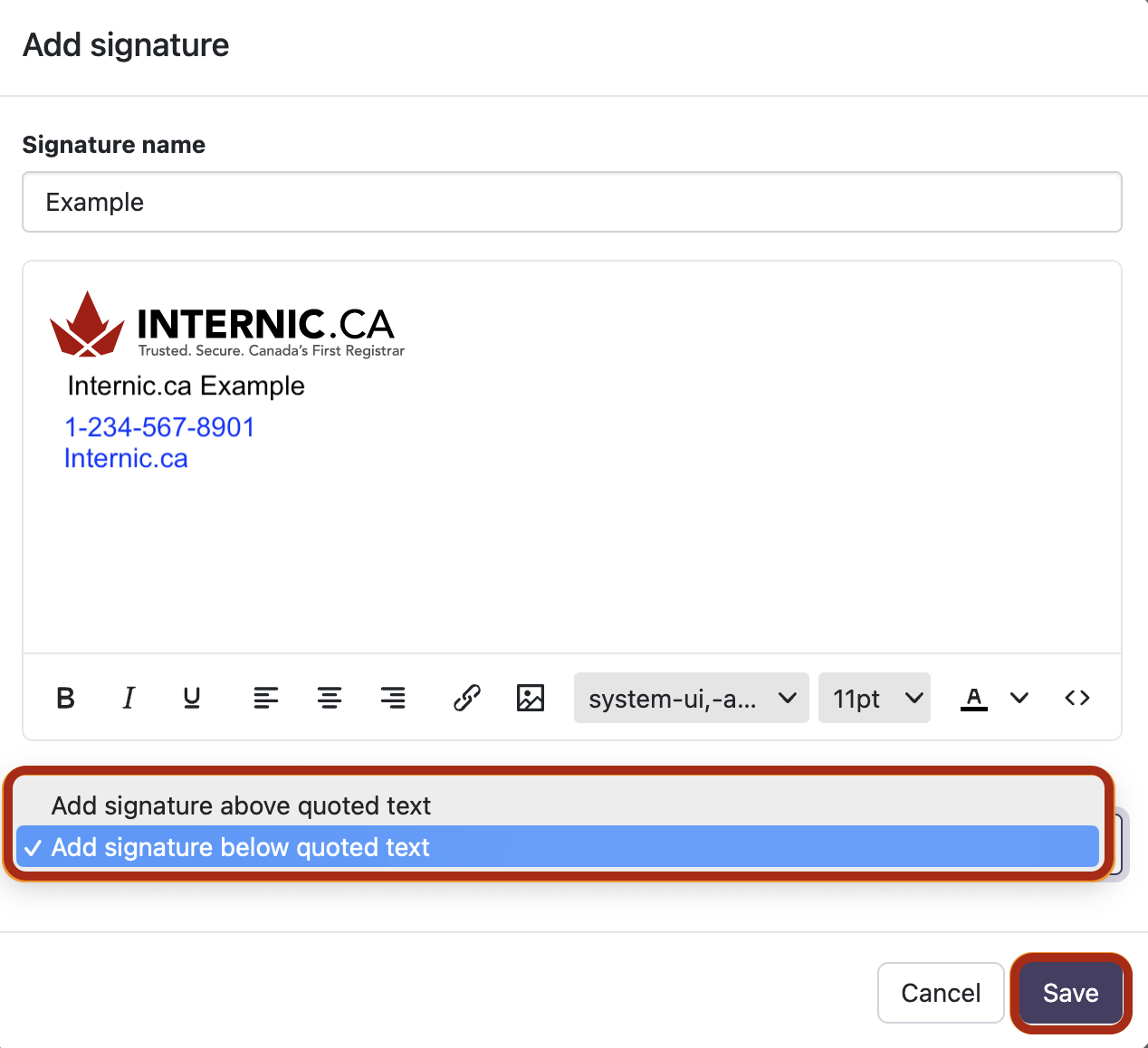 How do I add a signature to my emails? - Internic Cloud Email – Internic.ca