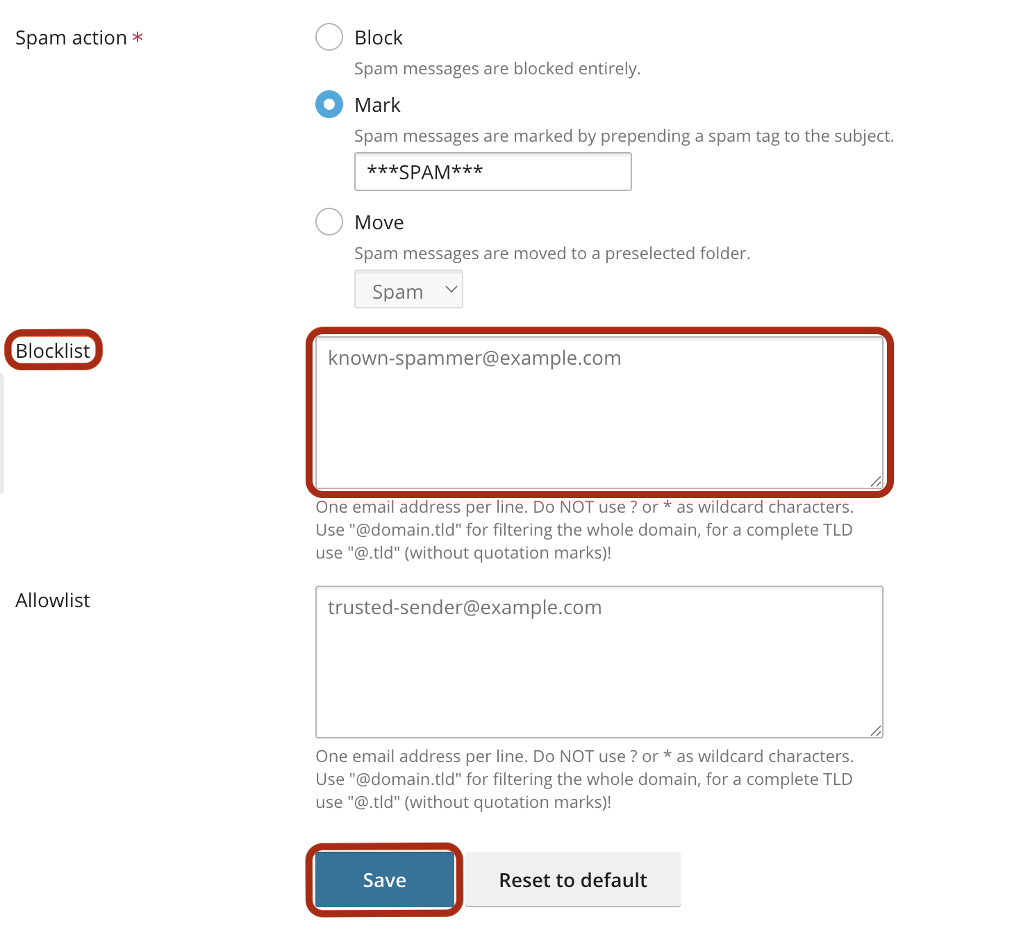 How to Blacklist/Whitelist email address – Internic.ca